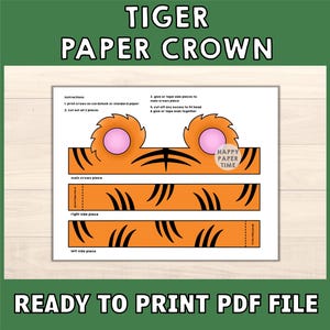Tiger Ears Paper Crown Headband Party Coloring Printable Kids Craft ...