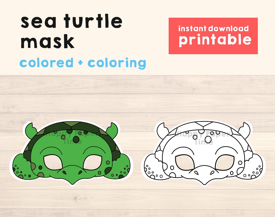Sea Turtle Mask Template Costume Kids Diy Ocean Sea Animal - Etsy