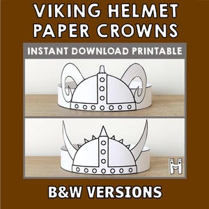 Viking Helmet Paper Crown Coloring Printable Kid Craft Birthday Party ...