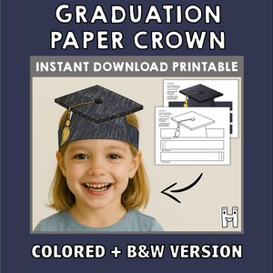 Graduation Cap Paper Crown Party Coloring Printable Kids Craft ...