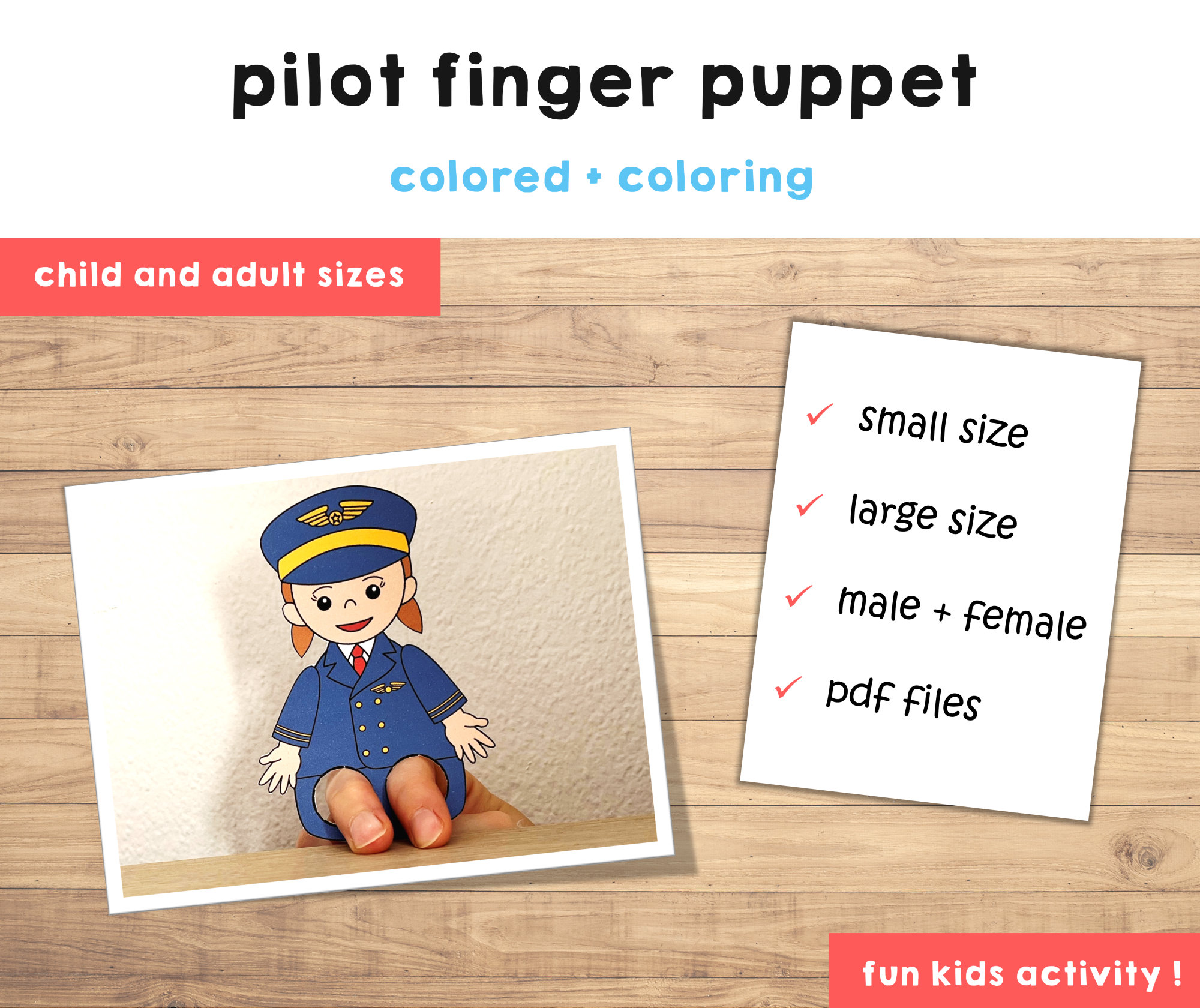 Pilot Paper Craft Printable Community Helper Finger Puppet Kids Craft ...