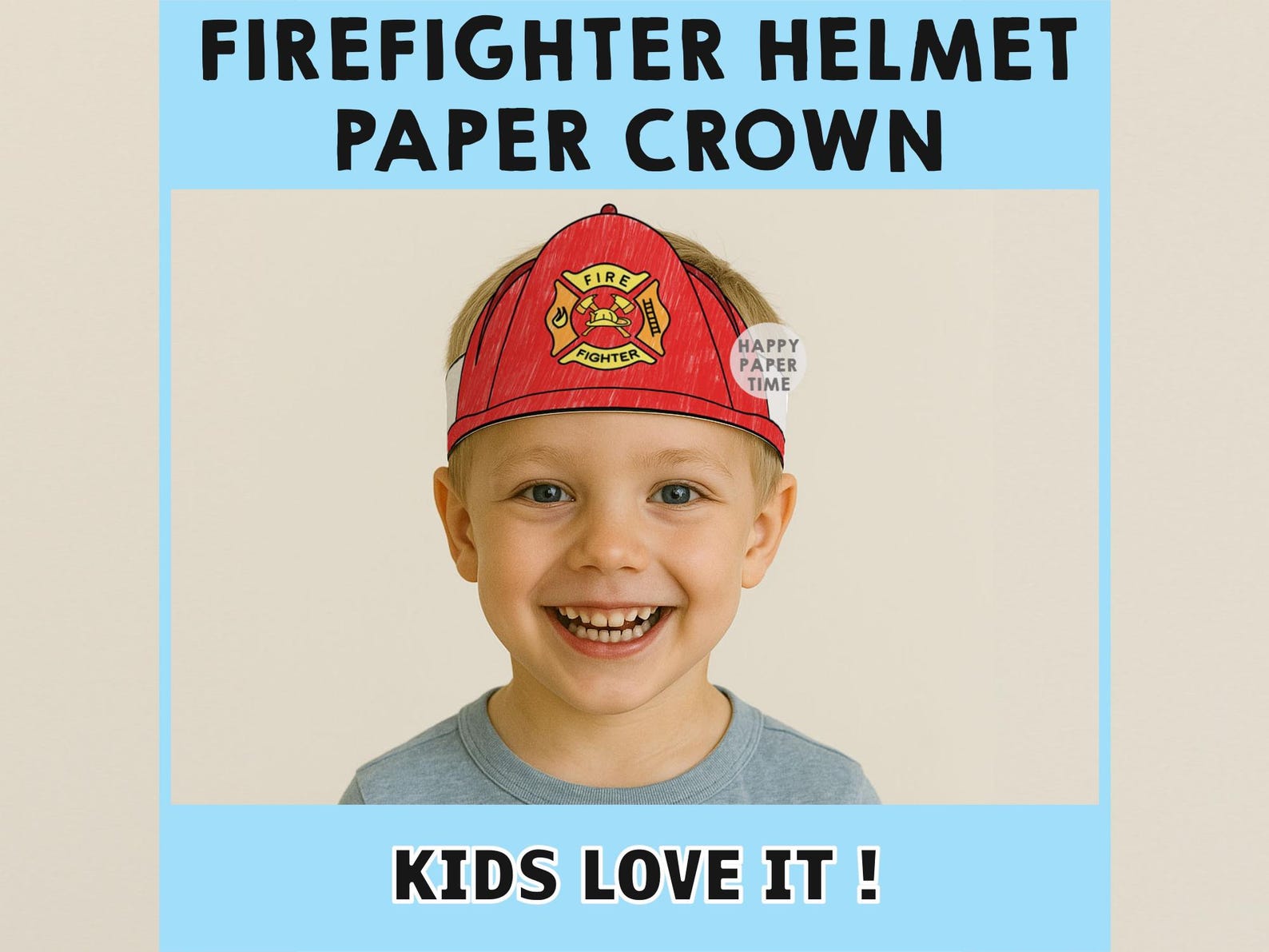 Firefighter Helmet Paper Crown Party Coloring Printable Kids Craft ...