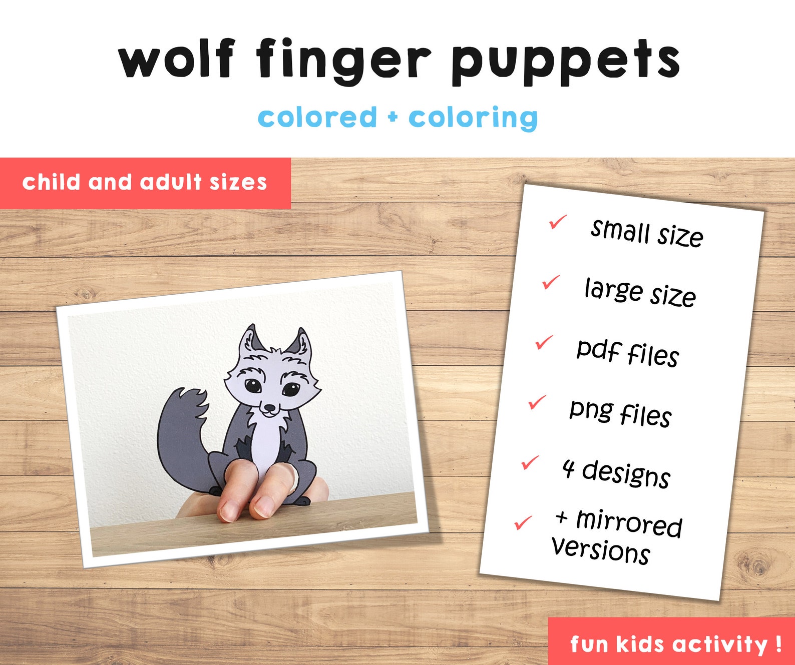 Wolf Puppet Paper Craft Printable Finger Puppet Kids Craft | Etsy