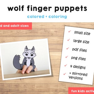 Wolf Puppet Paper Craft Printable Finger Puppet Kids Craft Animal ...