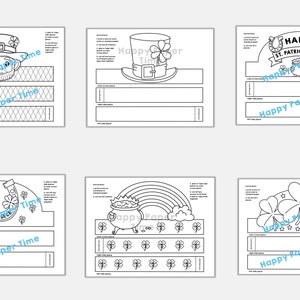St Patrick's Day Paper Crowns Headbands Leprechaun Gold Party Coloring ...