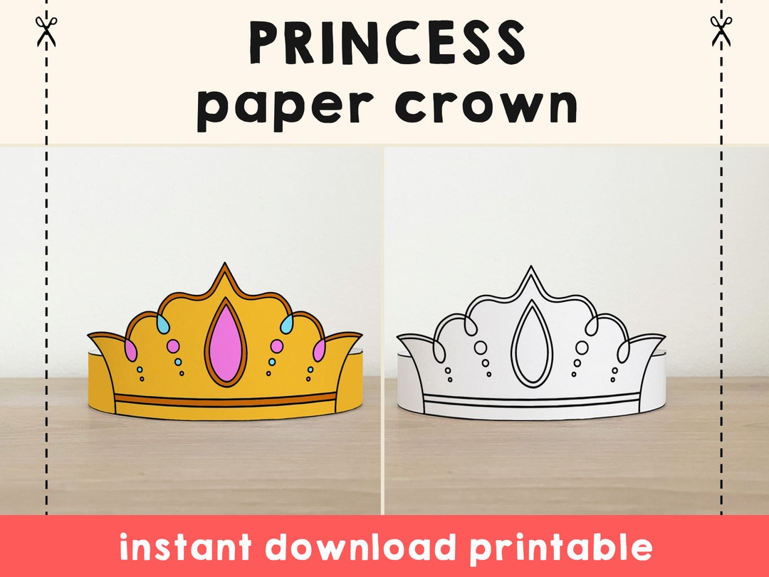 Princess Paper Crowns Template Fantasy Medieval Party Headband Coloring ...