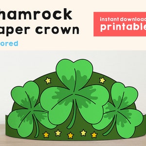 Shamrock Clovers Paper Crown Headband St Patrick's Day Party Activity ...