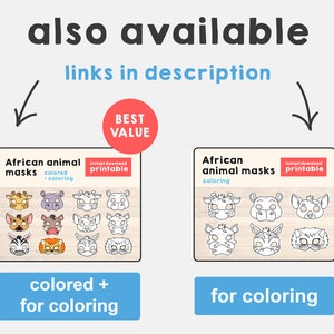 African Masks Animal Template Giraffe Hippo Lion Zebra Hyena Warthog ...