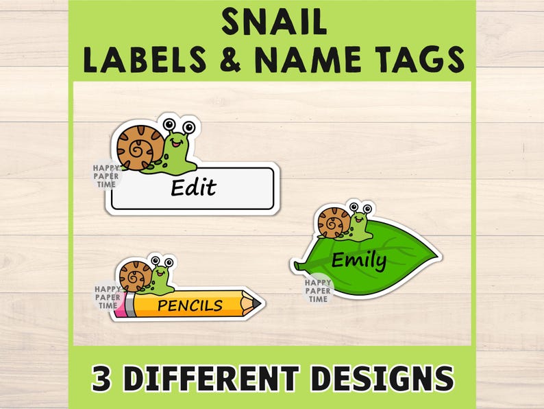 Snail Name Tags Classroom Labels Bug Insect Animal Spring Editable ...