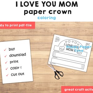 Mother's Day Paper Crown Template Birthday Party Headband Coloring ...