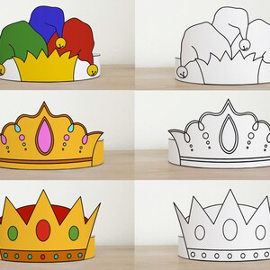 Medieval Fantasy Paper Crown Coloring Headband Knight Dragon Princess ...