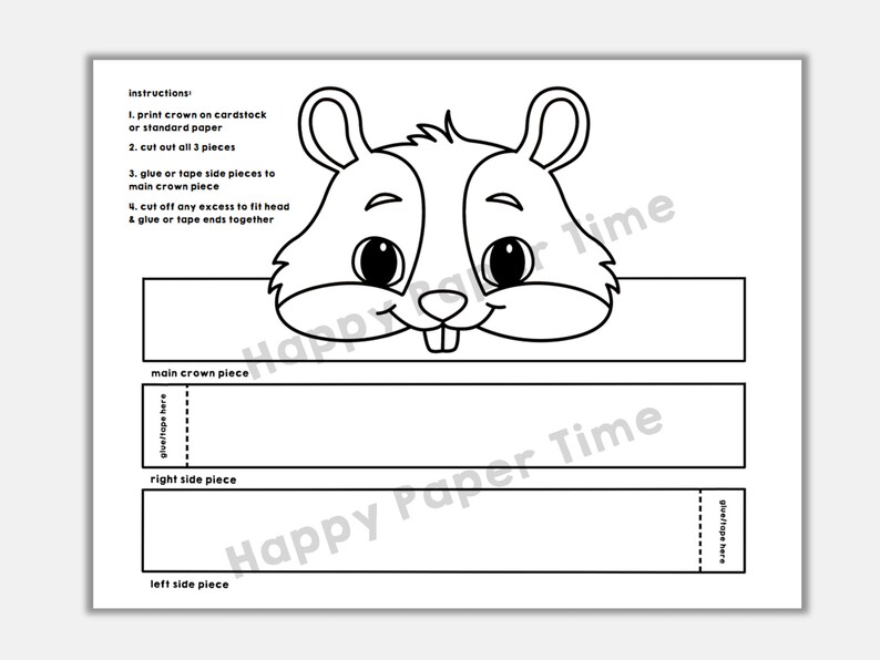 Hamster Paper Crown Headband Pet Animal Printable Kids Craft | Etsy