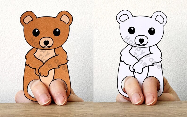Bear Paper Craft Printable Woodland Animal Finger Puppet Kids - Etsy