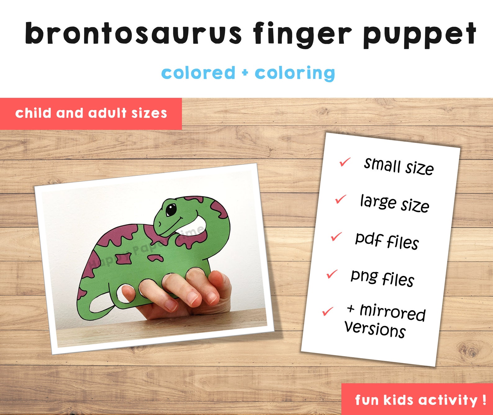 Dinosaur Brontosaurus Paper Craft Printable Finger Puppet Kids - Etsy