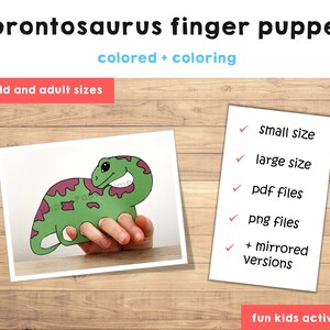 Dinosaur Brontosaurus Paper Craft Printable Finger Puppet Kids Craft ...