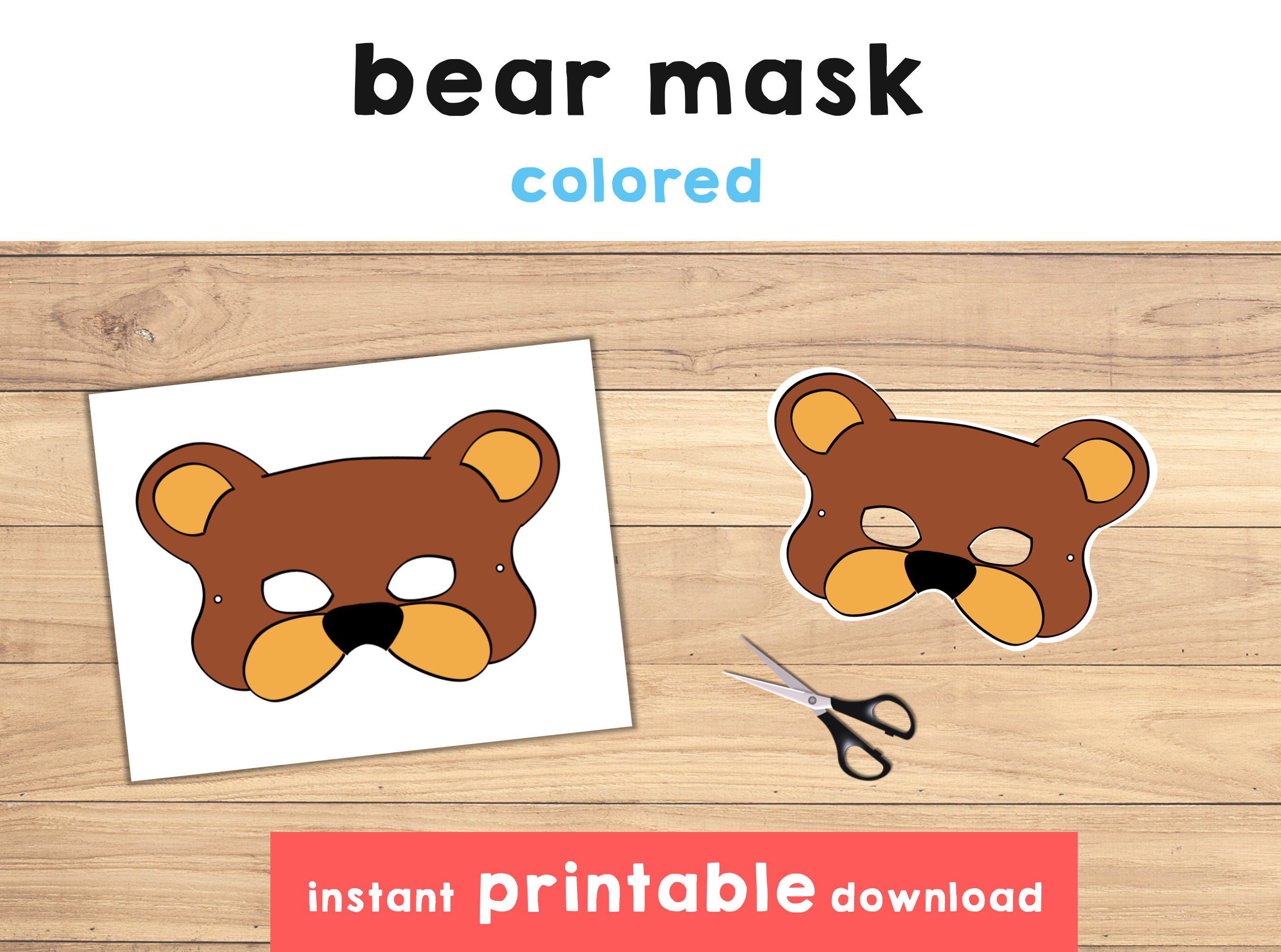 Bear Costume Animal Mask DIY Craft Kids Bear Mask Bear - Etsy