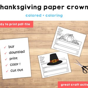 Thanksgiving Paper Crowns Activity Printable Kids Craft Hats Fall ...