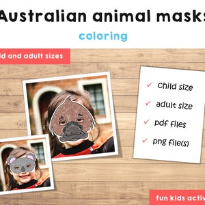 Australian Animal Masks for Coloring, Printable Template for Kids ...
