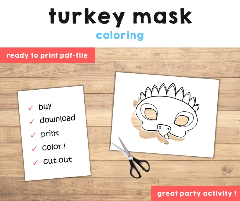 Turkey Costume Turkey Mask Thanksgiving Printable Mask - Etsy