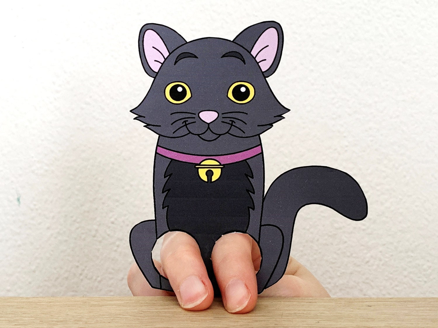 Black Cat Paper Craft Printable Halloween Spooky Day Finger Puppet Kids ...