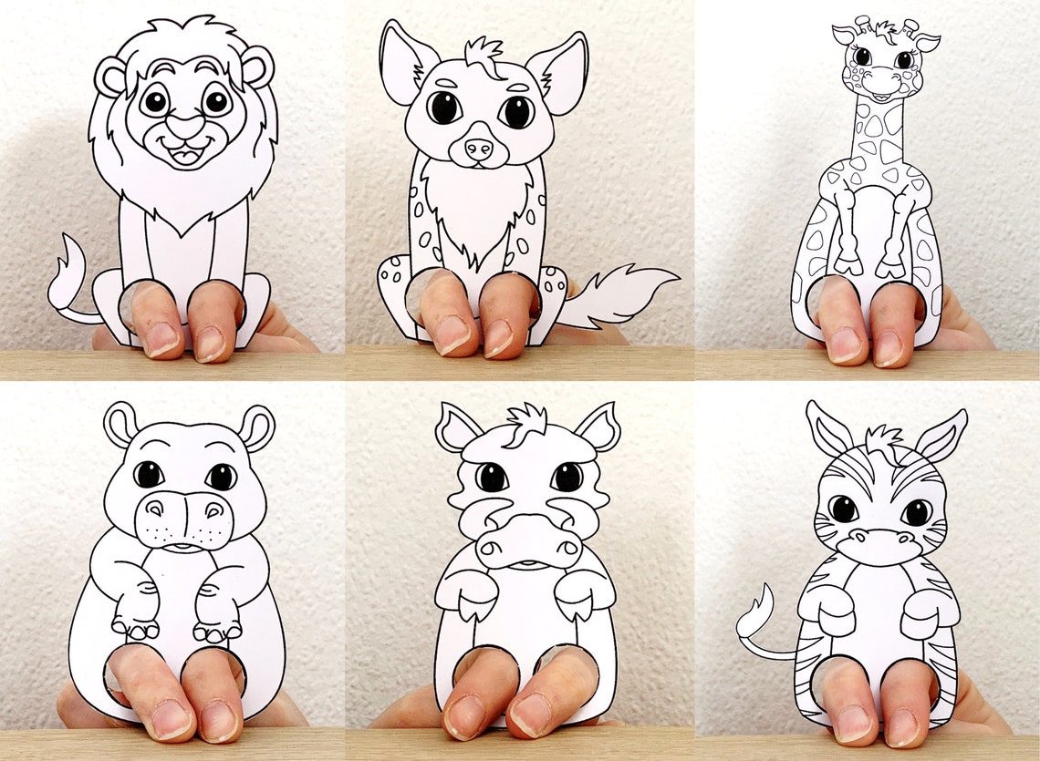 African Animal Paper Craft Printable Finger Puppet Template - Etsy