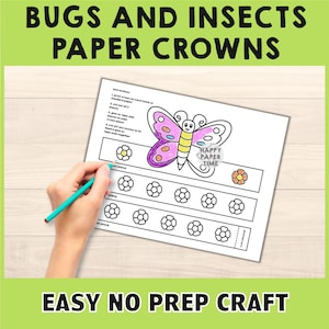 Bugs Insects Paper Crowns Butterfly Caterpillar Ladybug Bee Printable ...