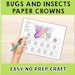 Bugs Insects Paper Crowns Butterfly Caterpillar Ladybug Bee Printable ...