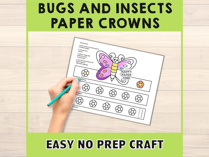 Bugs Insects Paper Crowns Butterfly Caterpillar Ladybug Bee Printable ...