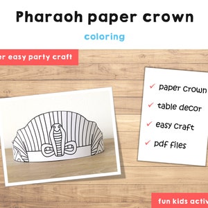 Pharaoh Paper Crown Ancient Egypt Template Party Coloring Printable ...