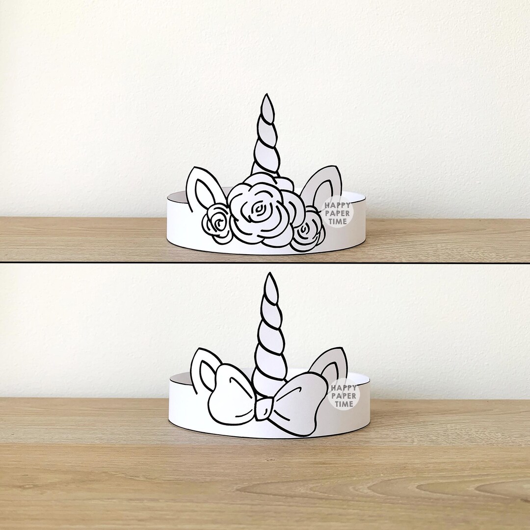 Unicorn Paper Crown Coloring Printable Kids Craft Unicorn Princess ...