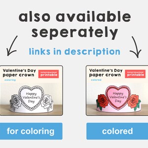 Valentine's Day Paper Crown Party Activity Printable Kids Easy Craft ...