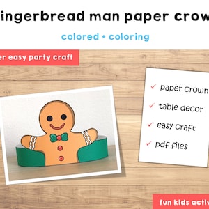 Gingerbread Man Paper Crown Hat Christmas Winter Holiday Party Coloring ...