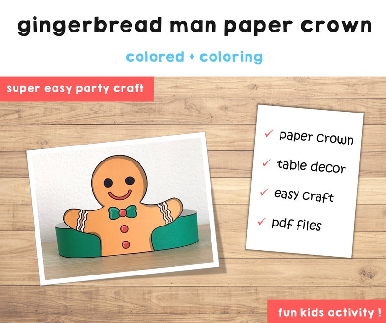 Gingerbread Man Paper Crown Hat Christmas Winter Holiday Party - Etsy
