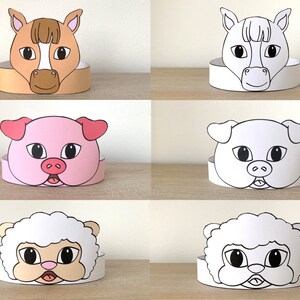 Farm Animals Paper Crowns Pig Pony Cow Rabbit Sheep Chicken Printable ...