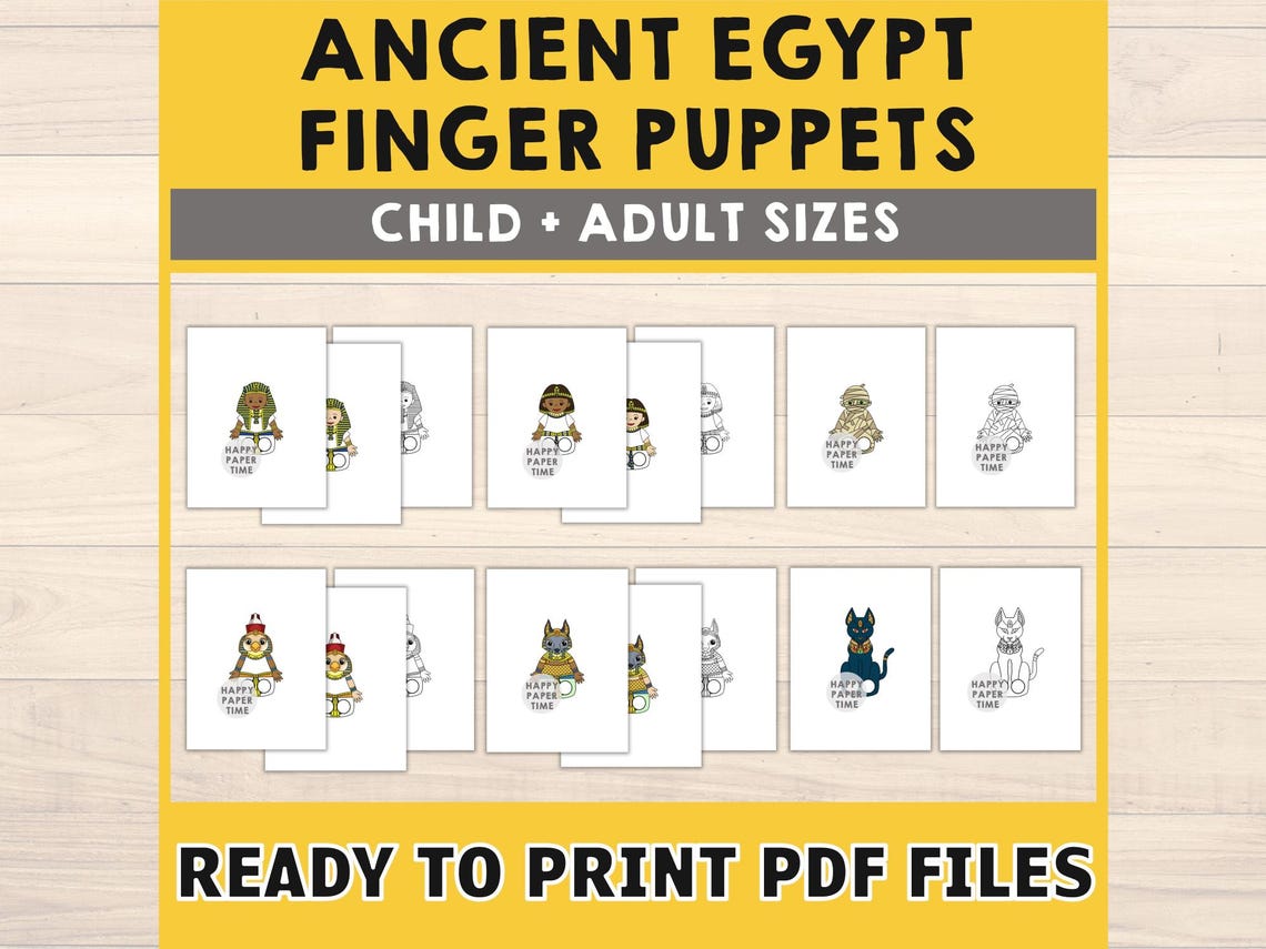 Ancient Egypt Paper Craft Printable Finger Puppet Template Activity ...