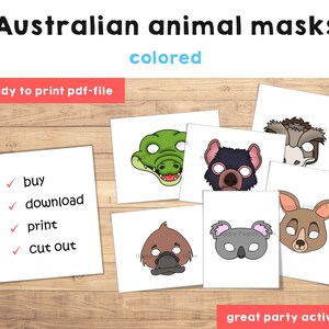 Australian Mask Animal Craft Activity Template for Kids, Kangaroo ...