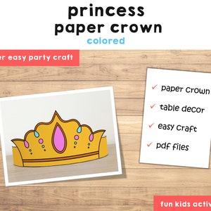 Princess Paper Crown Template Fantasy Medieval Party Headband Costume ...