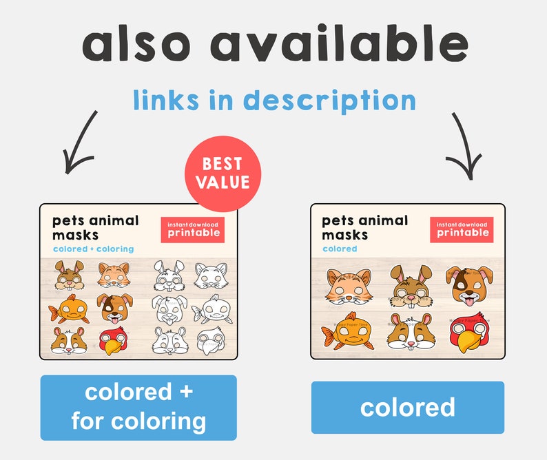Pets Animal Masks Coloring Template Cat Dog Hamster Goldfish Bunny ...