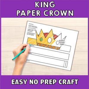King Paper Crown Template Fantasy Medieval Party Headband Coloring ...