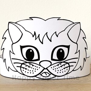 Lion Paper Crown Printable Coloring Table Decor Kids Craft Lion ...