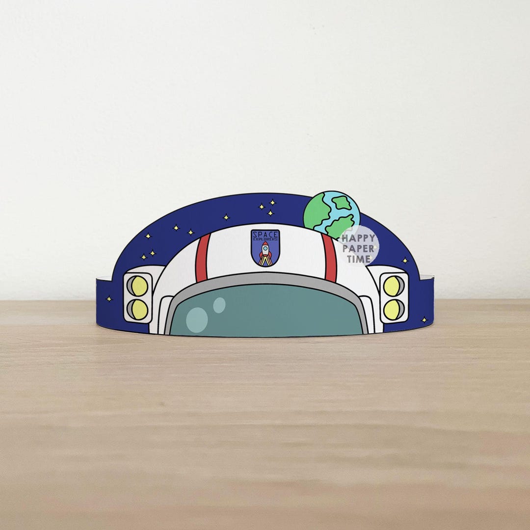 Astronaut Helmet Paper Crown Space Astronomy Party Printable Headband ...