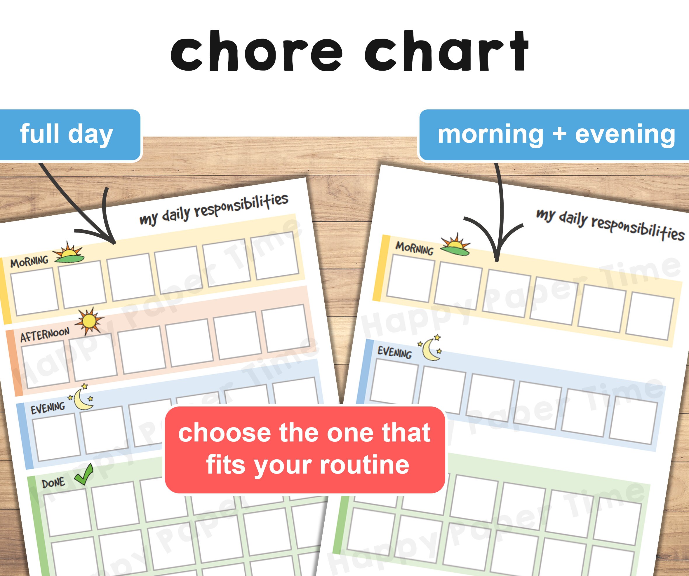 Kids Daily Responsibilities Chart Printable Daily Routine | Etsy