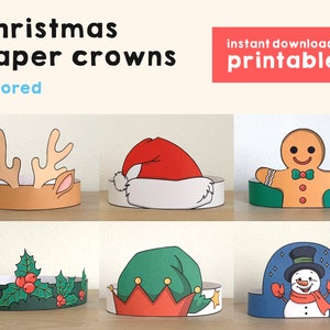Christmas Paper Crowns Activity Printable Kids Craft Hats | Etsy