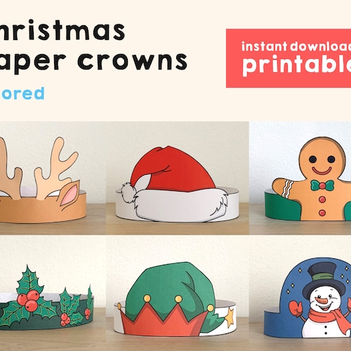 Christmas Paper Crowns Activity Printable Kids Craft Hats - Etsy