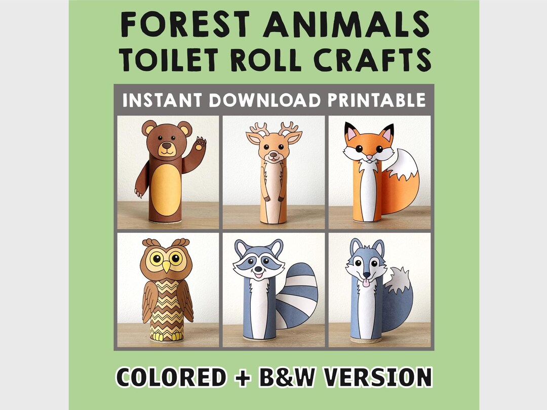 Woodland Animals Toilet Paper Roll Craft Forest Party Coloring ...