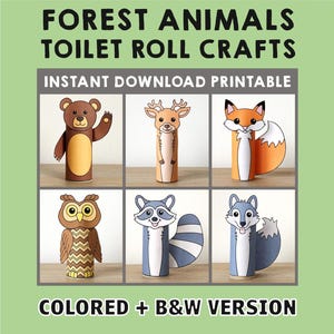 Woodland Animals Toilet Paper Roll Craft Forest Party Coloring ...