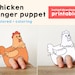 Chicken Paper Craft Printable Farm Animal Finger Puppet Kids - Etsy