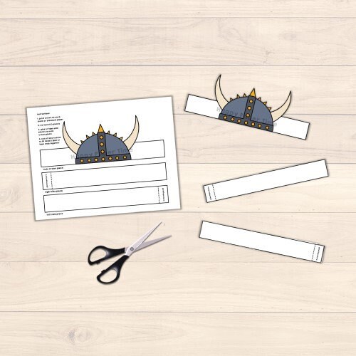 Viking Paper Crown Activity Printable Kids Craft Helmet | Etsy