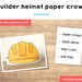 Construction Worker Builder Helmet Paper Crown Party Printable - Etsy