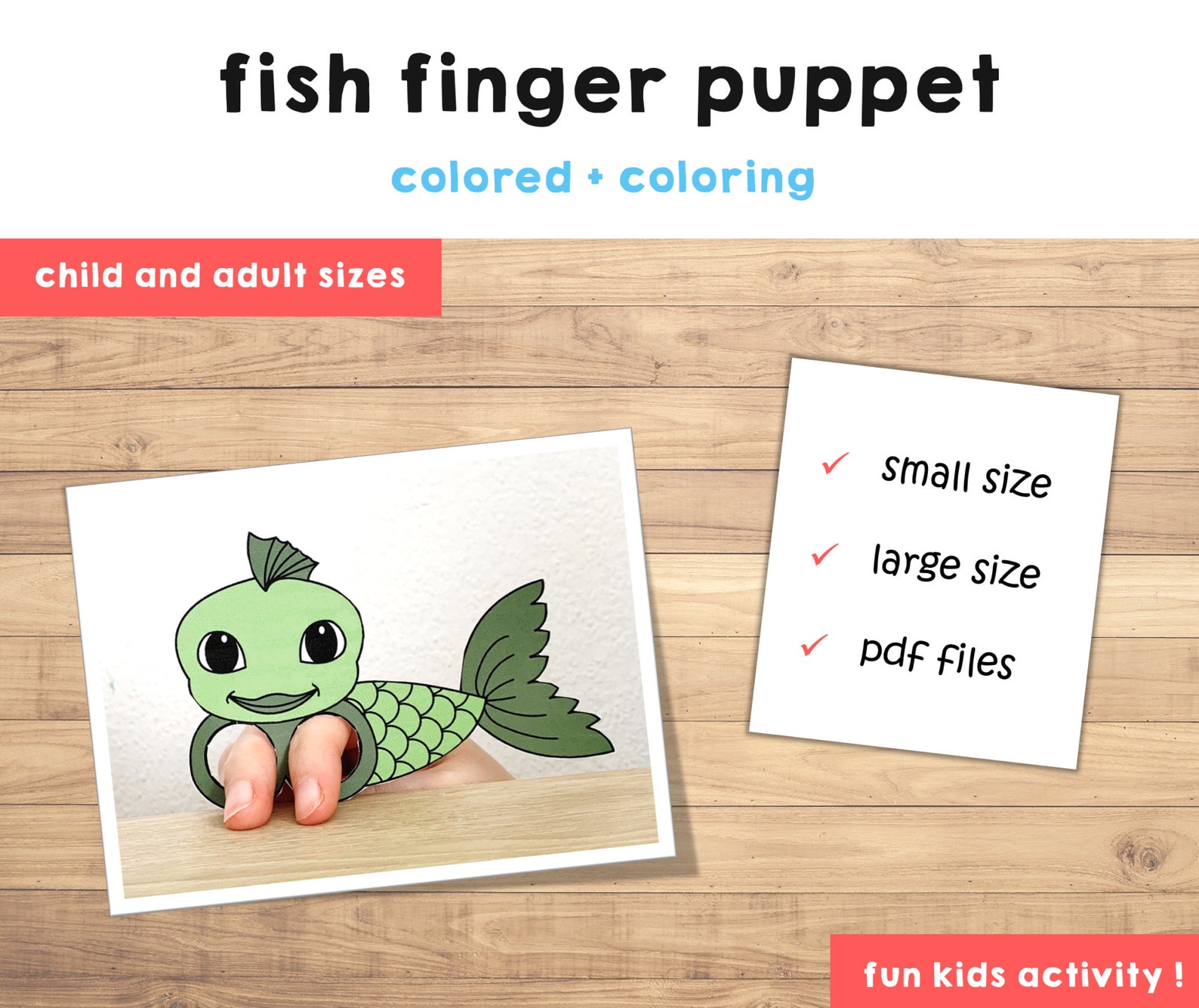 Fish Paper Craft Printable Ocean Animal Finger Puppet Kids - Etsy